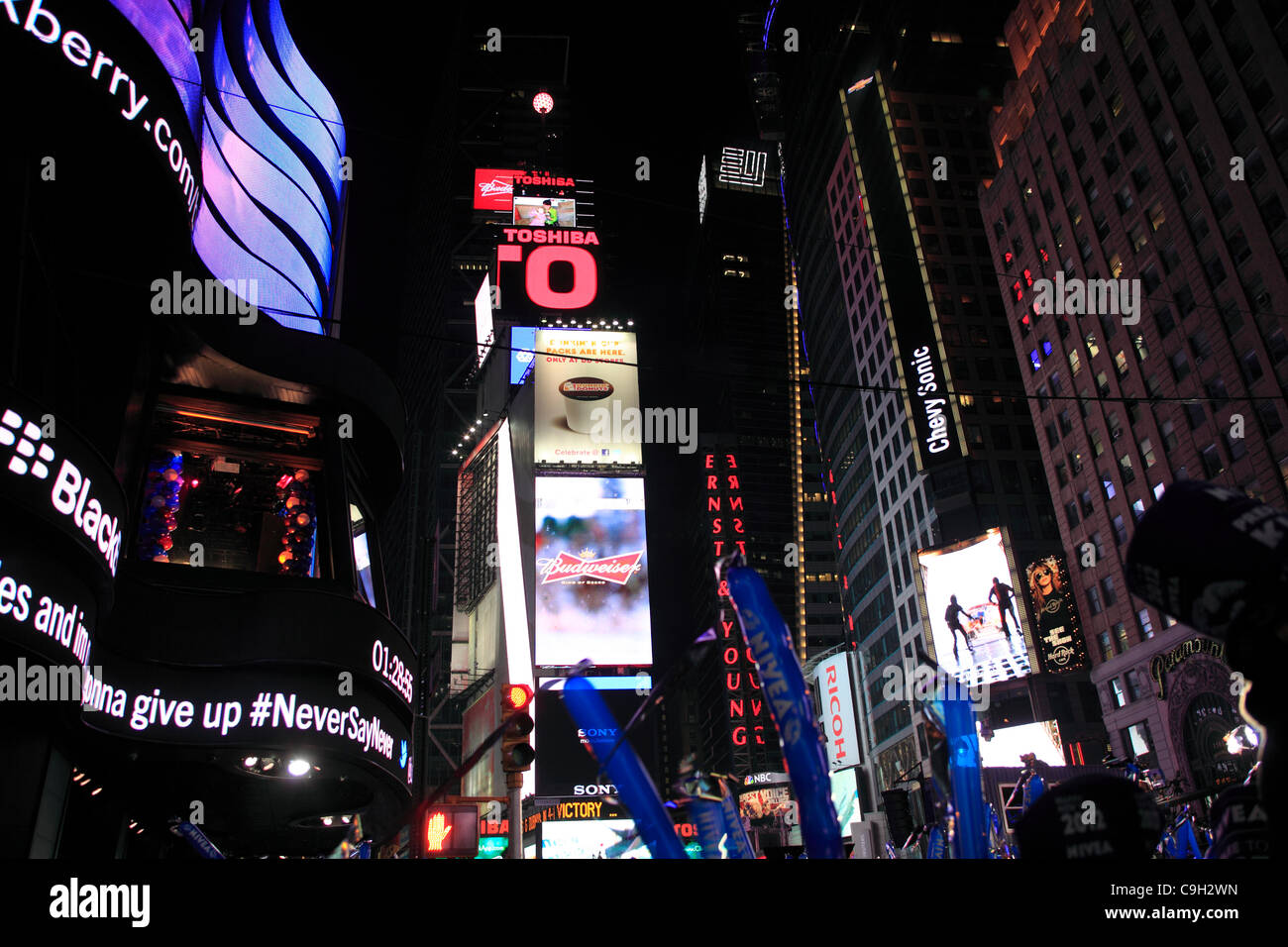 Revelers in Times Square wait for the ball to drop during Dick Clark's ...