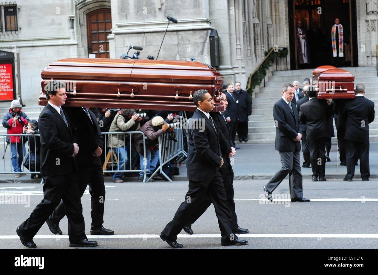 Jan. 5, 2012 - Manhattan, New York, U.S. - The three caskets arrive ...
