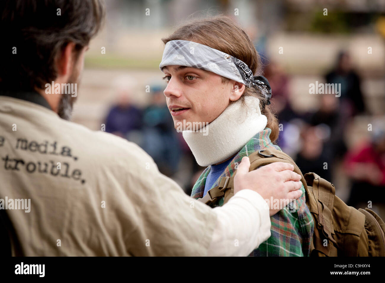 11/27/2011 -- San Mateo, CA, U.S.A -- Scott Olsen, 24, the Marine who ...