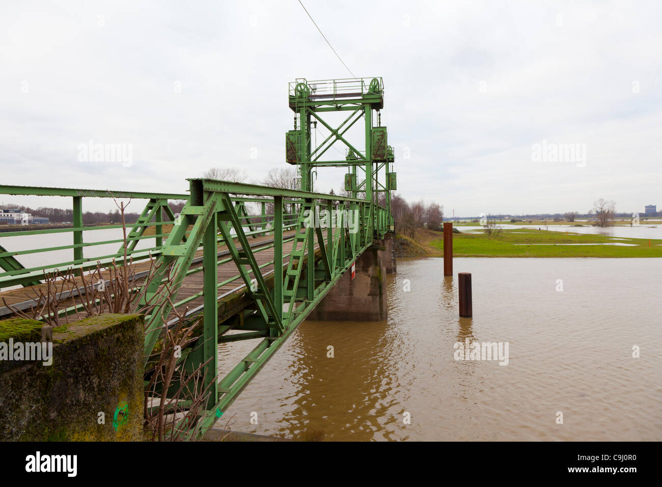 River Rhine flooding at Duisburg Homberg in January 10th 2012 Stock ...