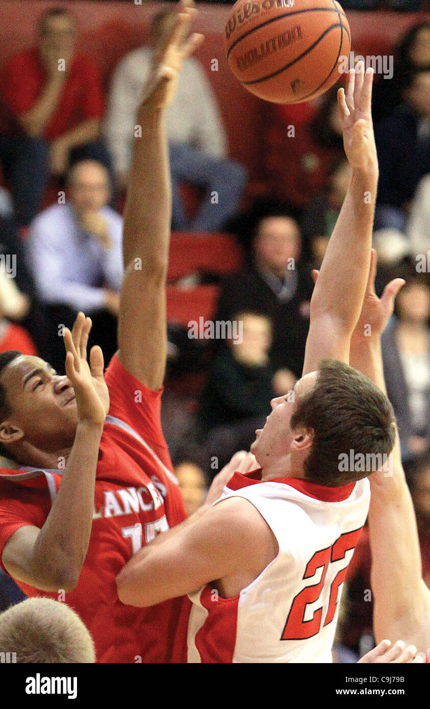 Jan. 10, 2012 - Davenport, Iowa, U.S. - North Scott's #15 blocks the ...