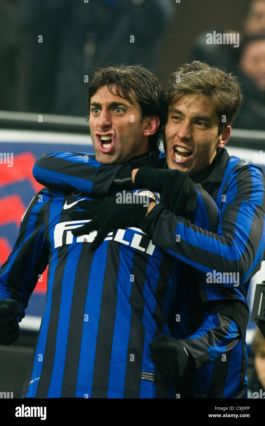 (L-R) Diego Milito, Ricardo Alverez (Inter), JANUARY 15, 2012 ...