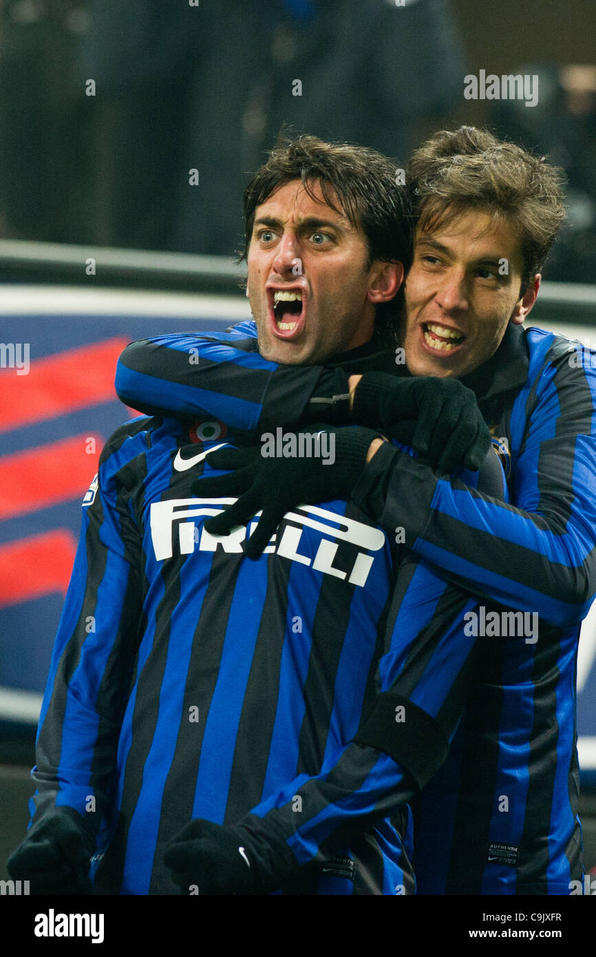 (L-R) Diego Milito, Ricardo Alverez (Inter), JANUARY 15, 2012 ...