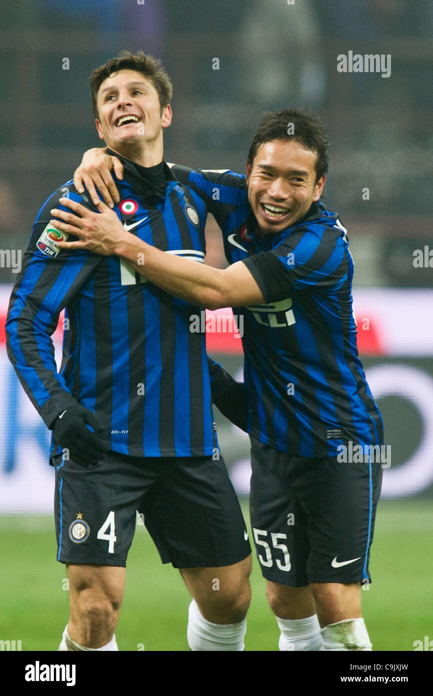(L-R) Javier Zanetti, Yuto Nagatomo (Inter), JANUARY 15, 2012 ...