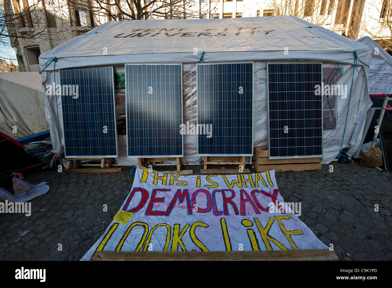 The Occupy London site at St Paul's has a solar powered library ...