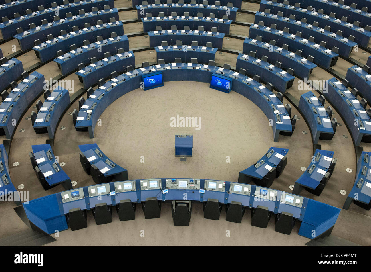 Jan. 16, 2012 - Strasbourg, Alsace, France - Empty hemicycle of the ...