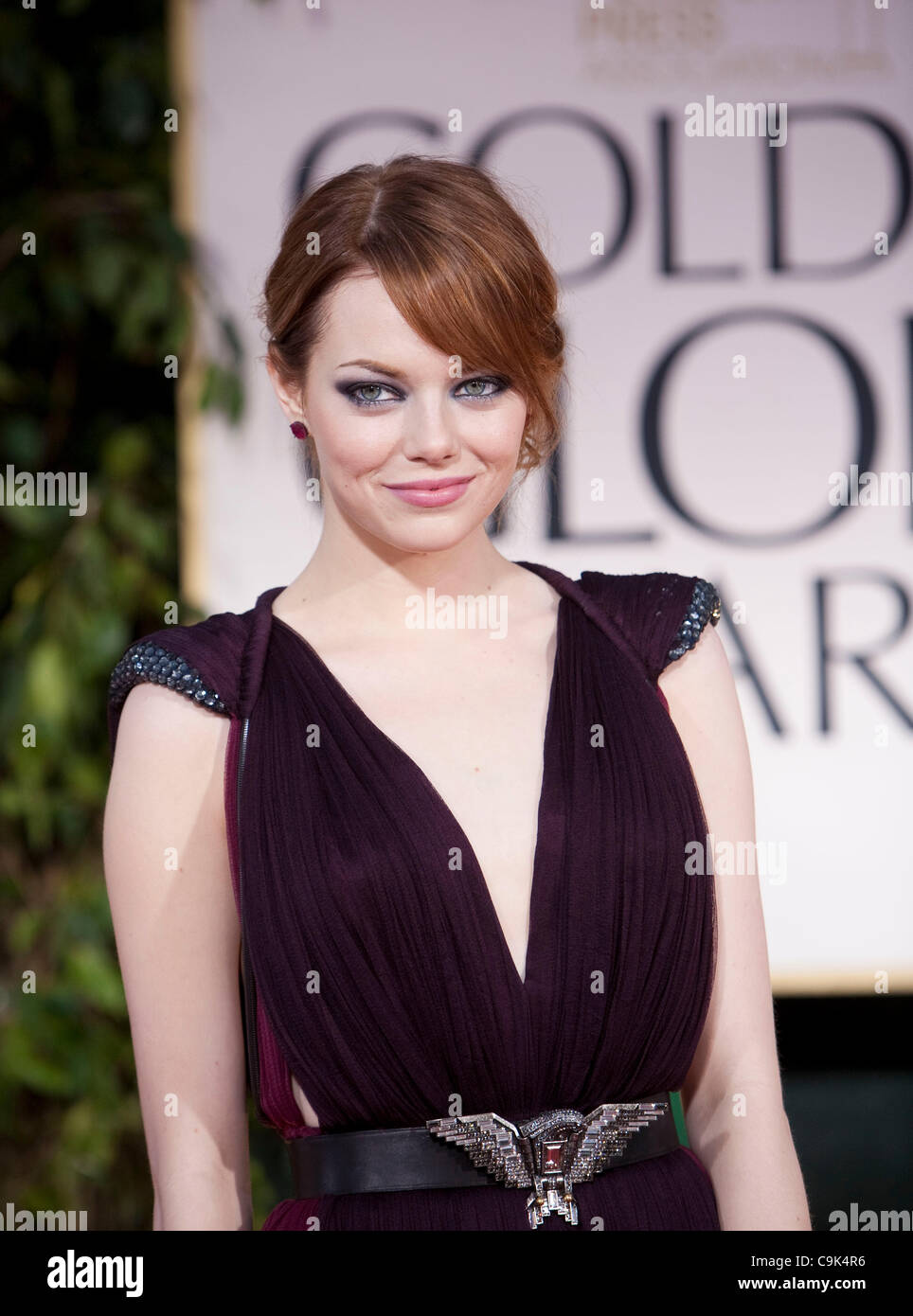 Emma Stone arrives to the 69th Annual Golden Globe Awards at the ...