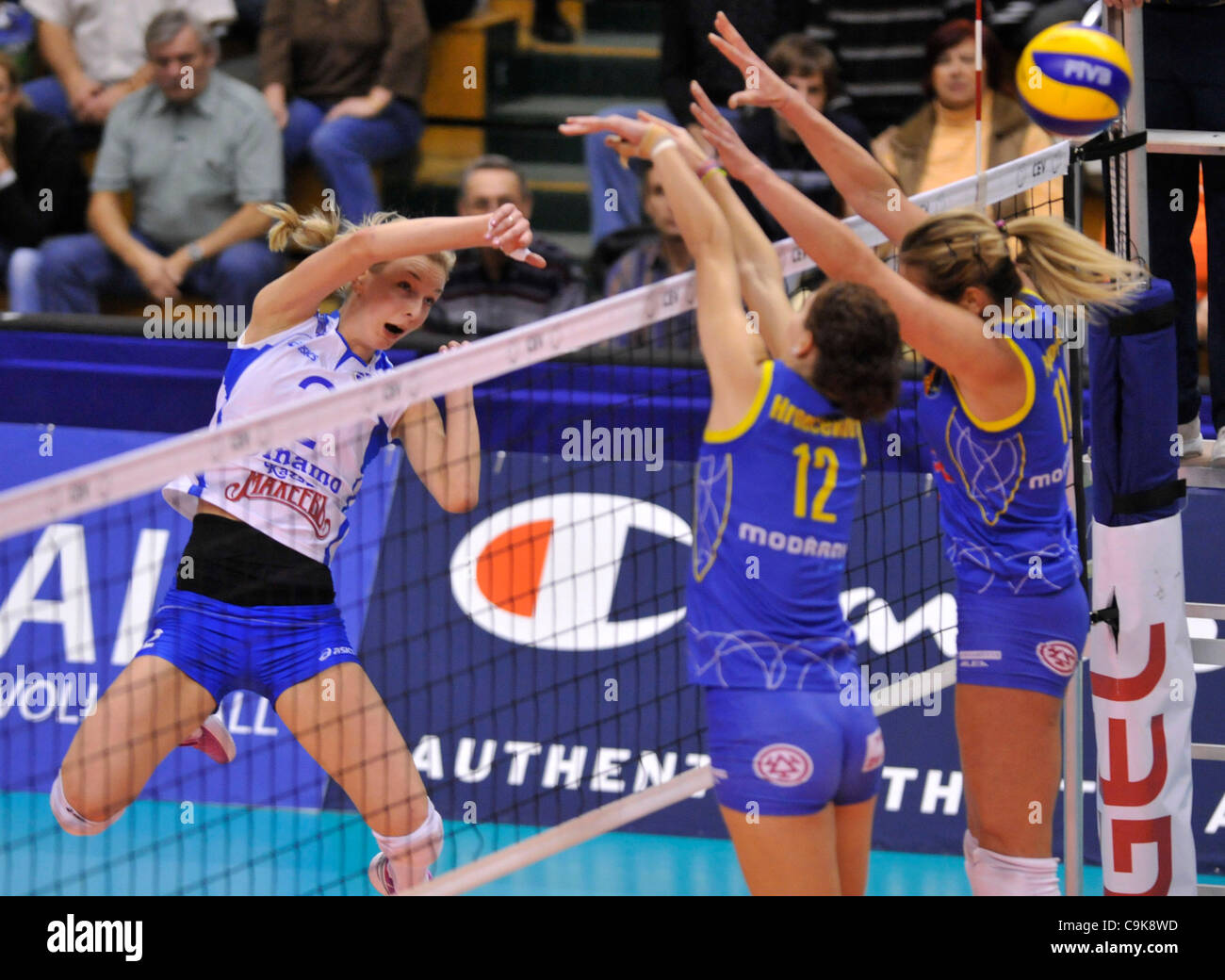 Irina Kuznecova of Dinamo (left to right), Veronika Hroncekova, Sanja ...
