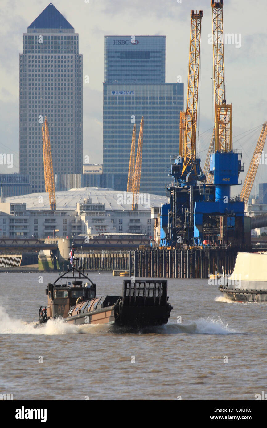 London, UK. 19th Jan, 2012. Royal Marines landing craft with iconic ...