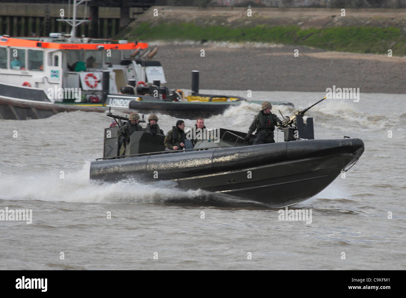 London, UK. 19th Jan, 2012. Royal Marines rigid inflatable during ...