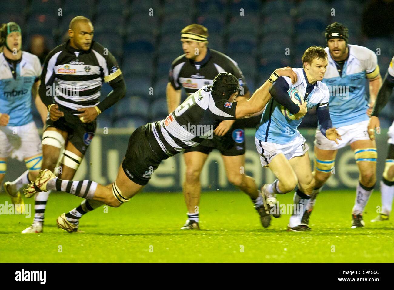 19.01.2012 Stockport, England. Sale Sharks's Welsh scrum-half Dwayne ...