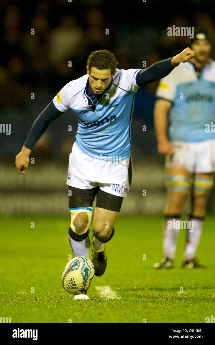 19.01.2012 Stockport, England. Sale Sharks's Welsh fullback Nick ...