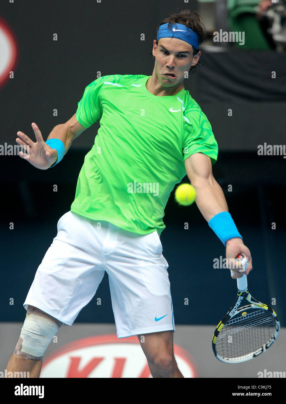 Rafael Nadal playing Lukas Lacko at the Australian Open, Melbourne ...