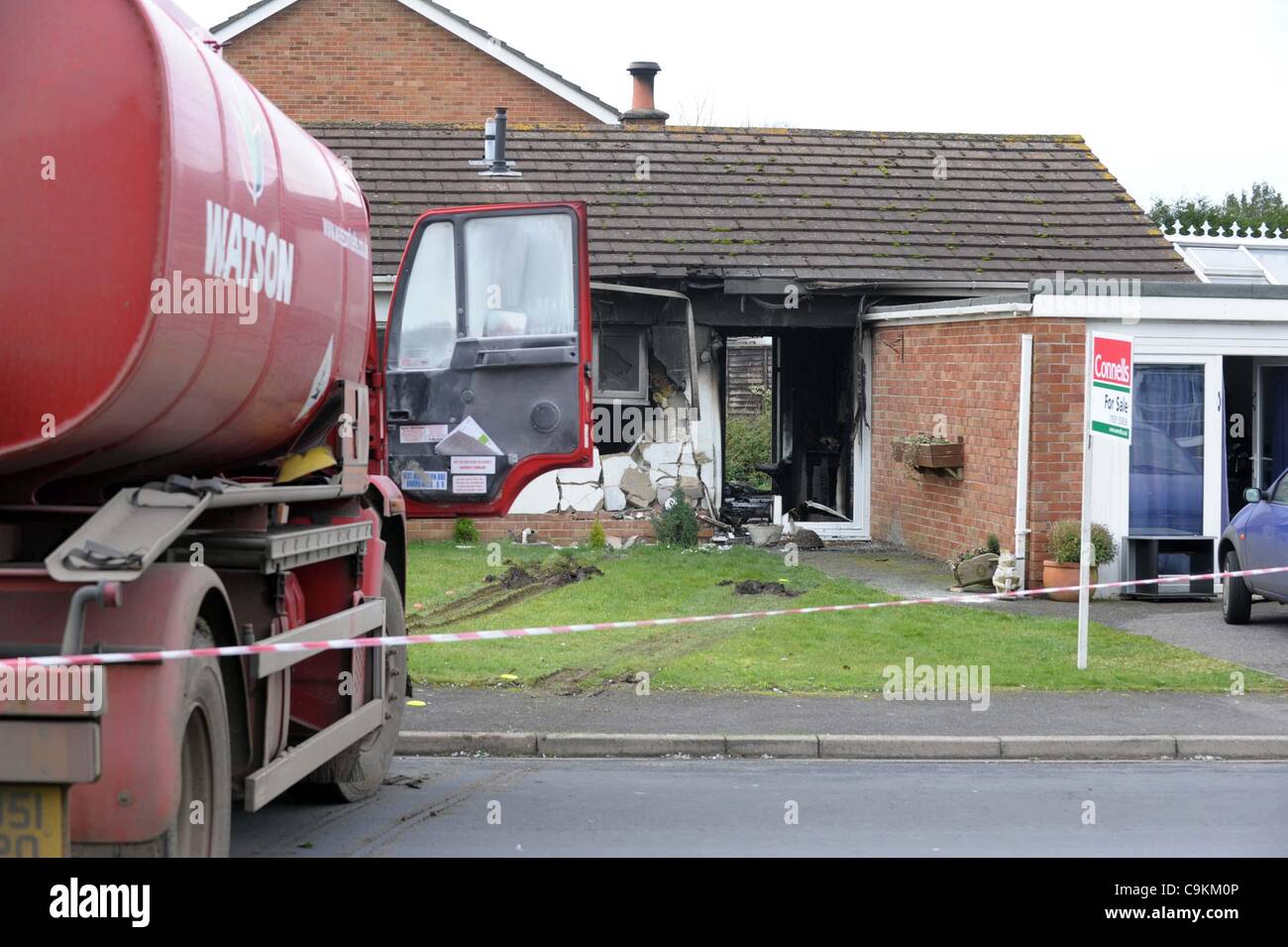UK, Oil tanker crashes into a house in Wool, Dorset, a man has been ...