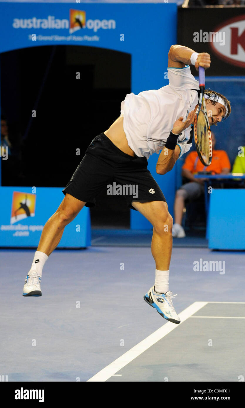 25.01.2012 Melbourne, Australia. Ferrer in action on Day 10 of the men ...