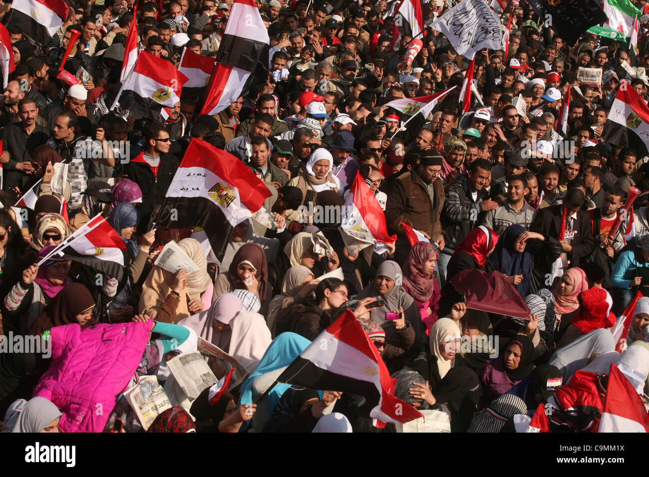 Jan. 25, 2012 - Cairo, Cairo, Egypt - Egyptian demonstrators gather to ...