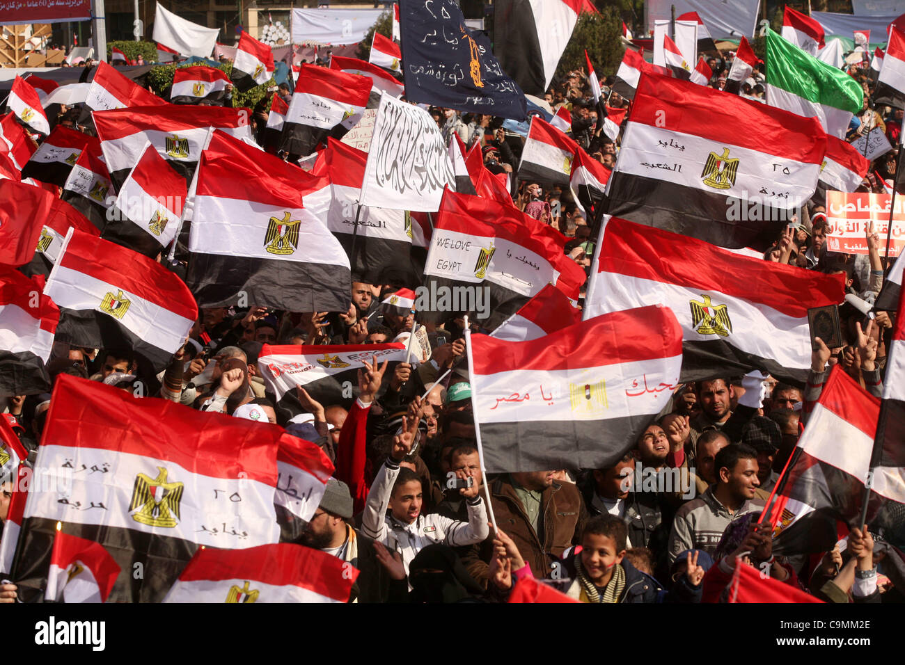 Jan. 25, 2012 - Cairo, Cairo, Egypt - Egyptian demonstrators gather to ...
