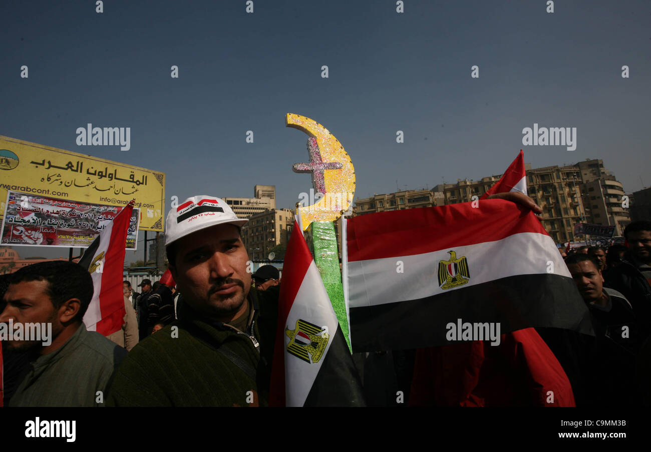 Jan. 25, 2012 - Cairo, Cairo, Egypt - Egyptian demonstrators gather to ...