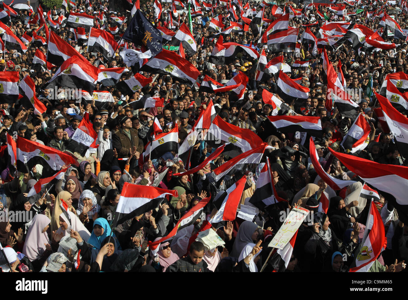 Jan. 25, 2012 - Cairo, Cairo, Egypt - Egyptian demonstrators gather to ...