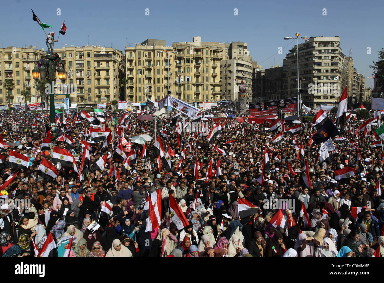 Jan. 25, 2012 - Cairo, Cairo, Egypt - Egyptian demonstrators gather to ...