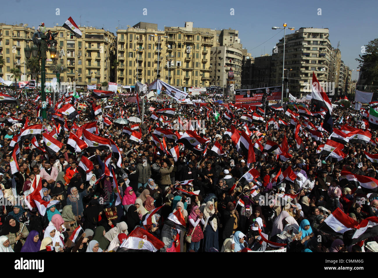 Jan. 25, 2012 - Cairo, Cairo, Egypt - Egyptian demonstrators gather to ...