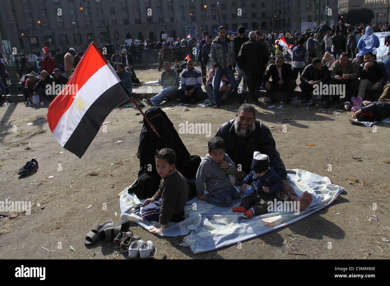 Jan. 25, 2012 - Cairo, Cairo, Egypt - Egyptian demonstrators gather to ...