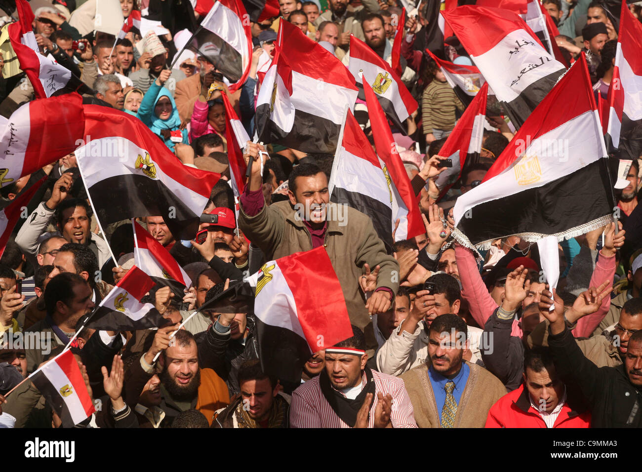 Jan. 25, 2012 - Cairo, Cairo, Egypt - Egyptian demonstrators gather to ...