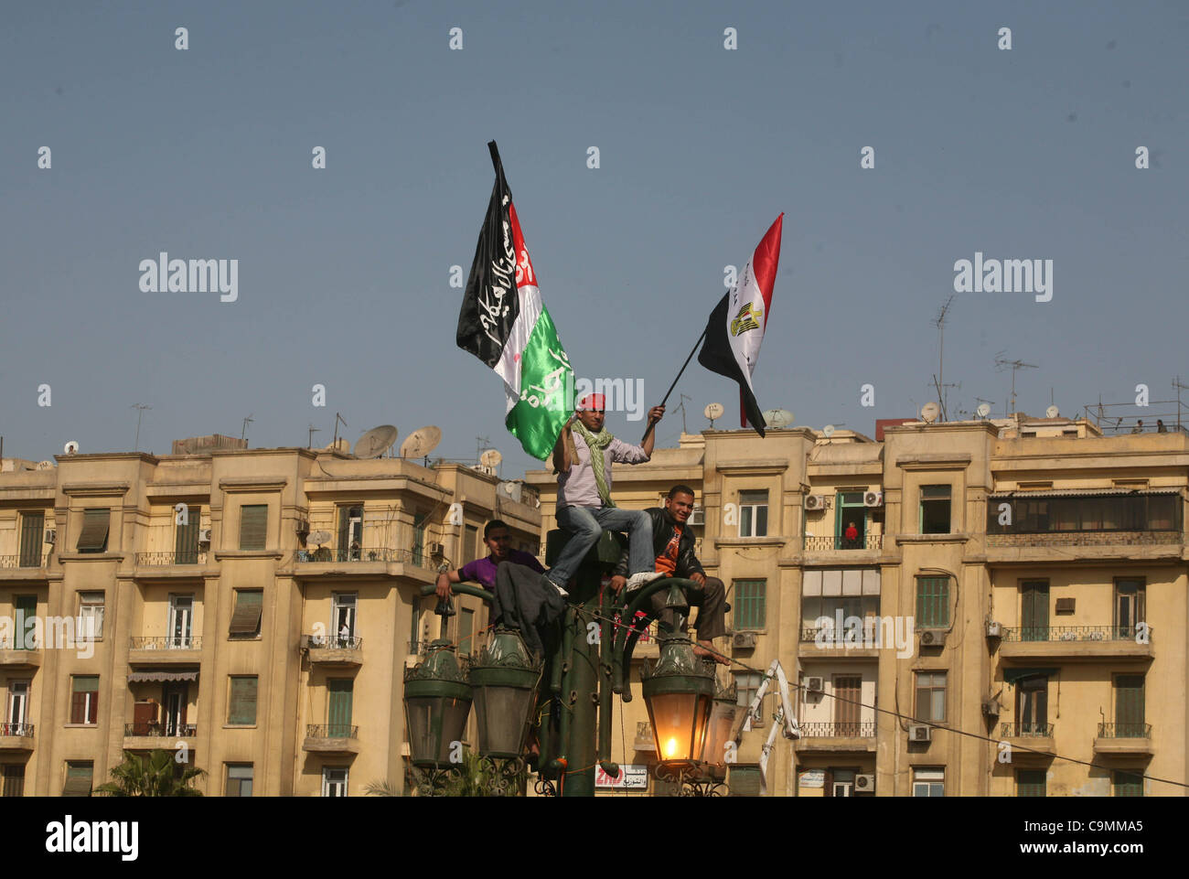 Jan. 25, 2012 - Cairo, Cairo, Egypt - Egyptian demonstrators gather to ...