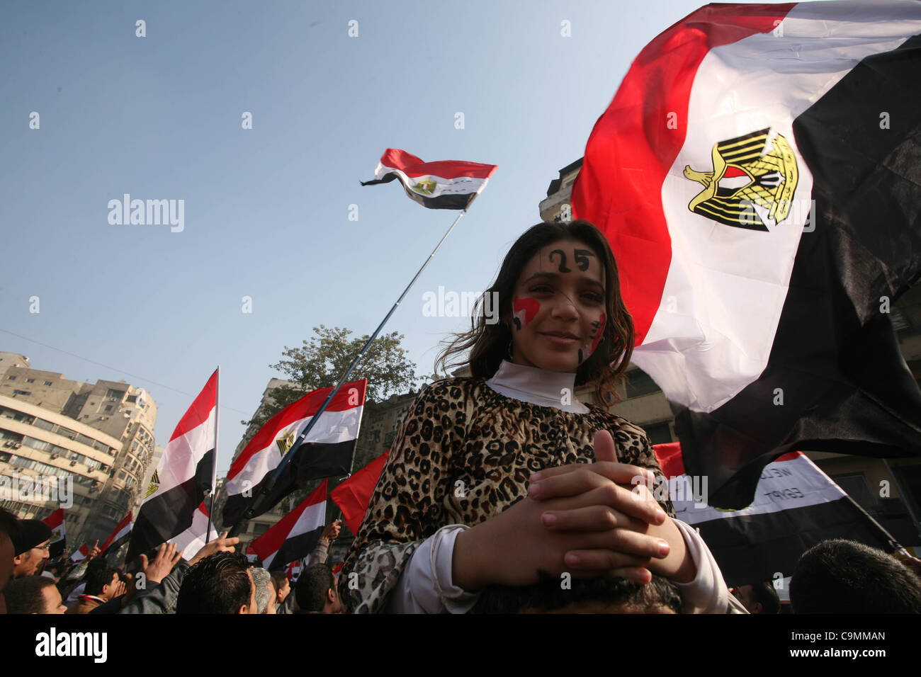 Jan. 25, 2012 - Cairo, Cairo, Egypt - Egyptian demonstrators gather to ...