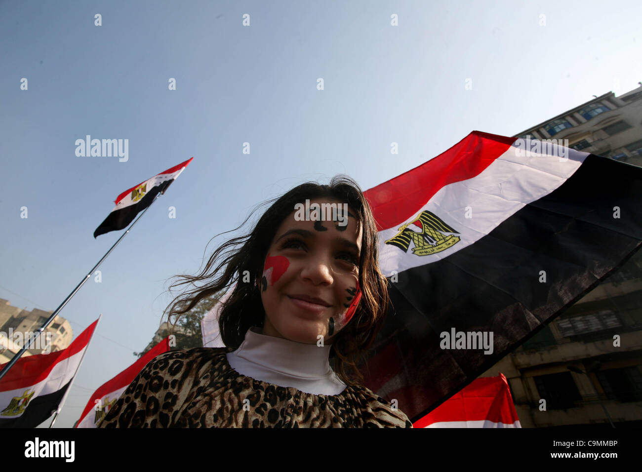 Jan. 25, 2012 - Cairo, Cairo, Egypt - Egyptian demonstrators gather to ...