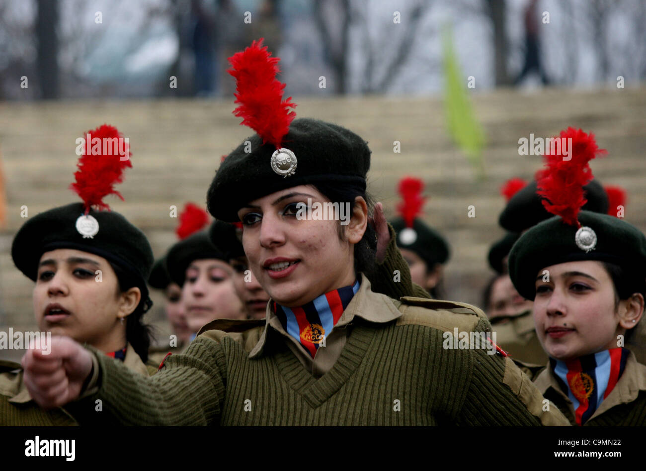 An Indian National Cadet Corps (NCC) contigent marches during a ...