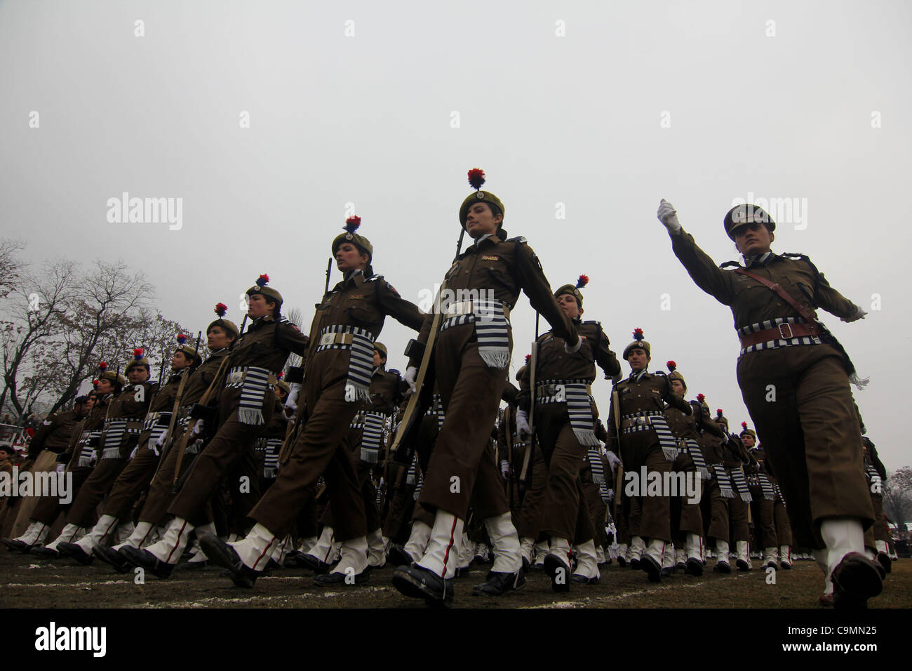 Members of the Jammu and Kashmir Armed Police (JKAP) march during a ...