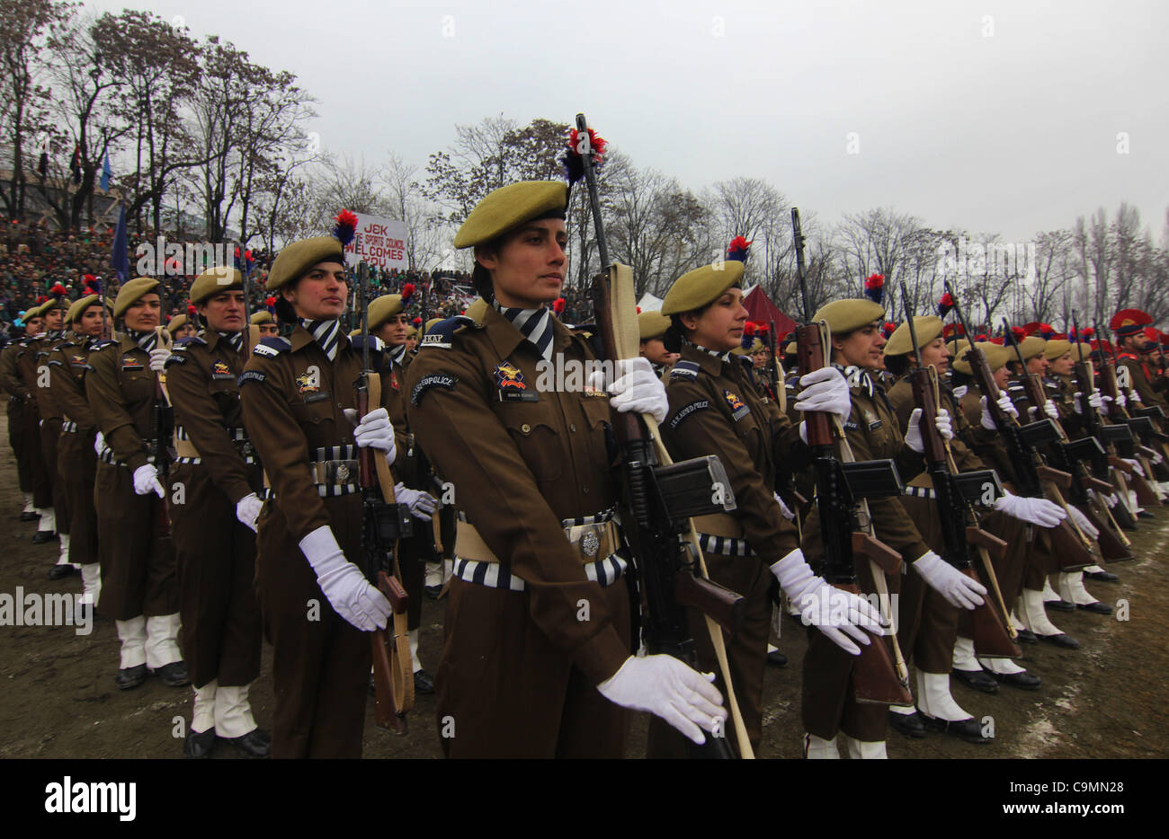 Members of the Jammu and Kashmir Armed Police (JKAP) march during a ...