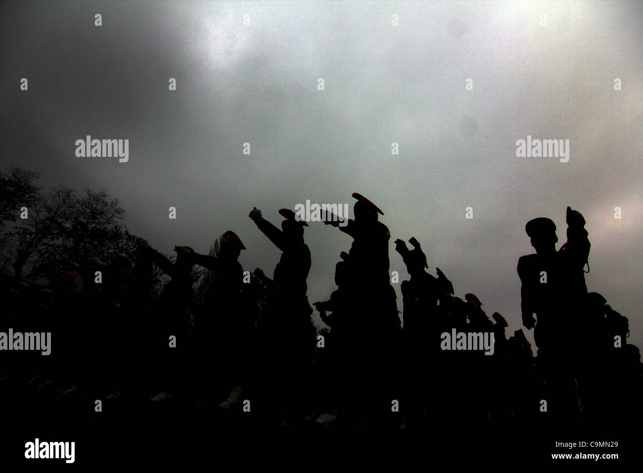 Members of the Jammu and Kashmir Armed Police (JKAP) march during a ...