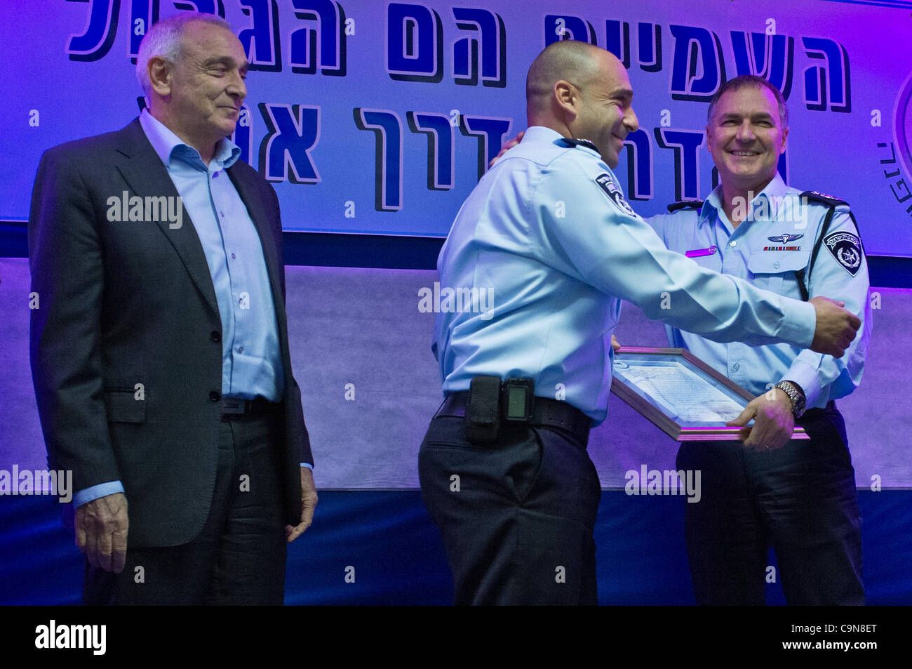 Minister of Internal Security Yitzhak Aharonovitch (L) and Police ...