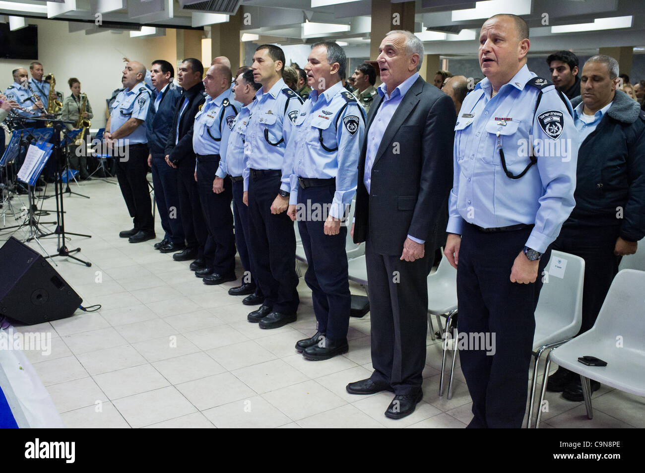 Minister of Internal Security Yitzhak Aharonovitch (2nd from R) and ...
