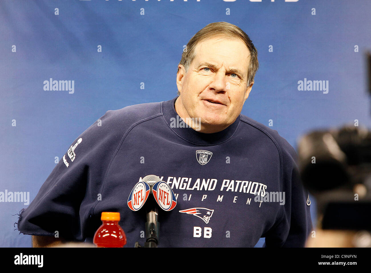 New England's head coach Bill Belichick answers questions during the ...