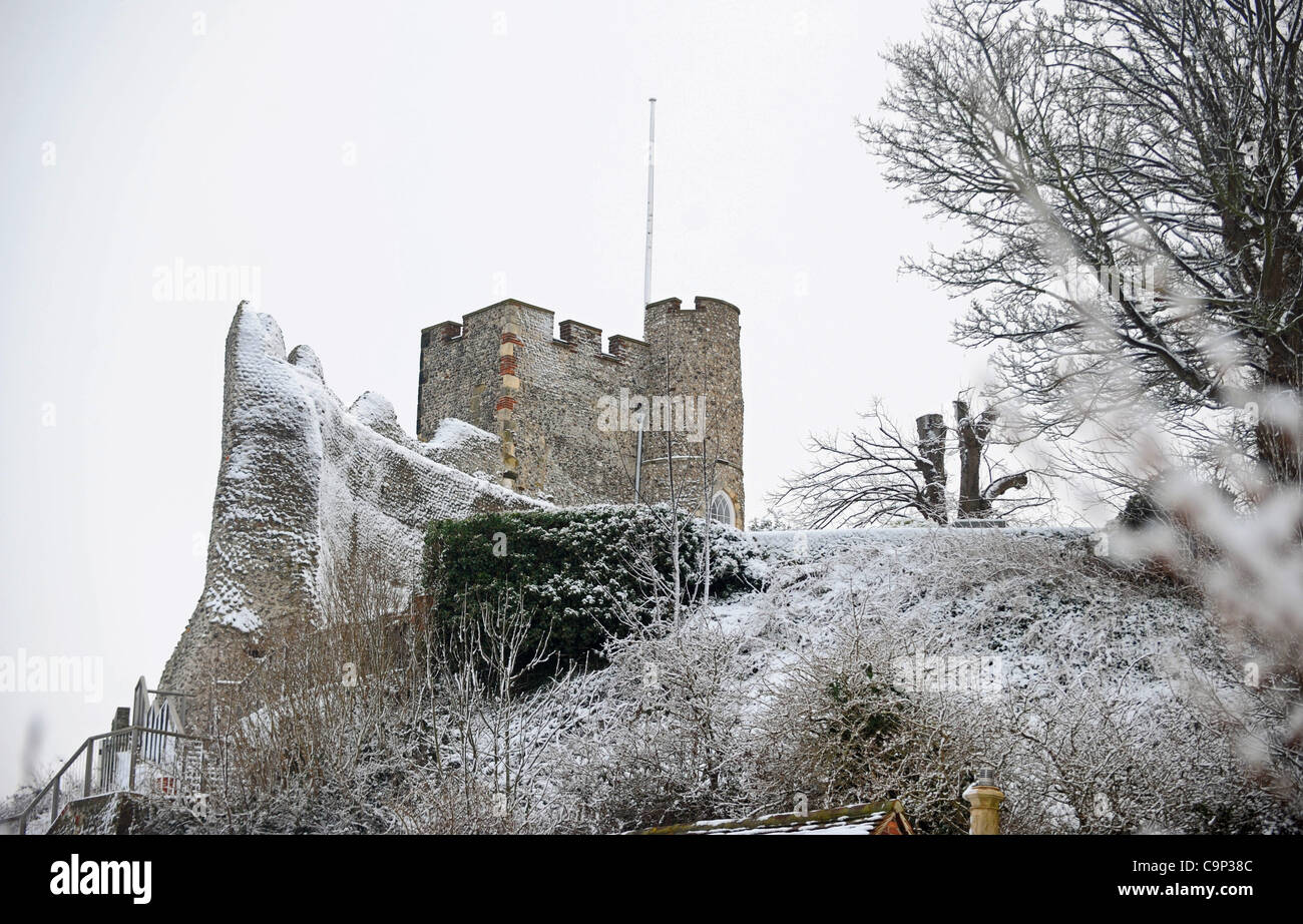 Lewes castle in East Sussex covered in snow this morning after the ...