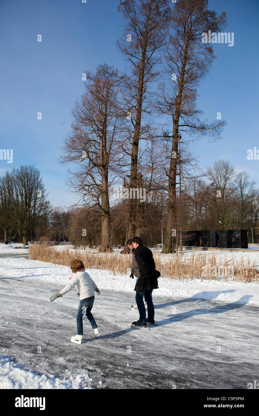 Big freeze: People ice skating in the Vondelpark, Amsterdam, February ...