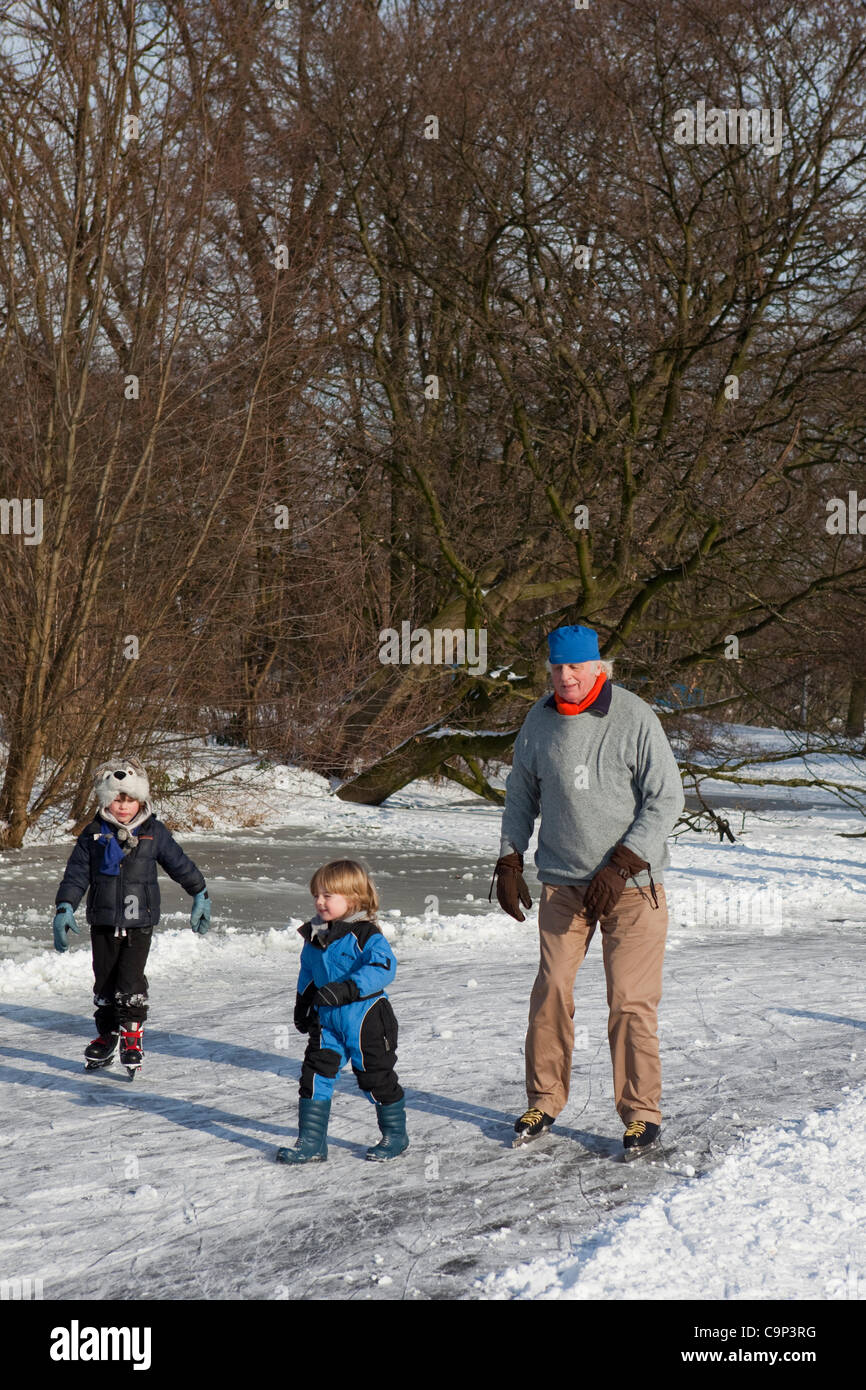Big freeze: People ice skating in the Vondelpark, Amsterdam, February ...