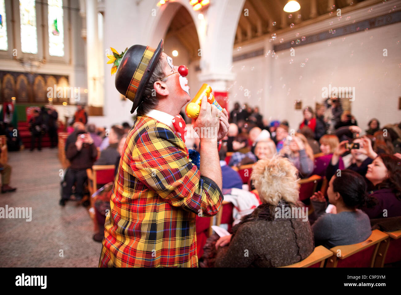 Clown Church Service, Holy Trinity Church, Dalston, East London, UK. 05 ...