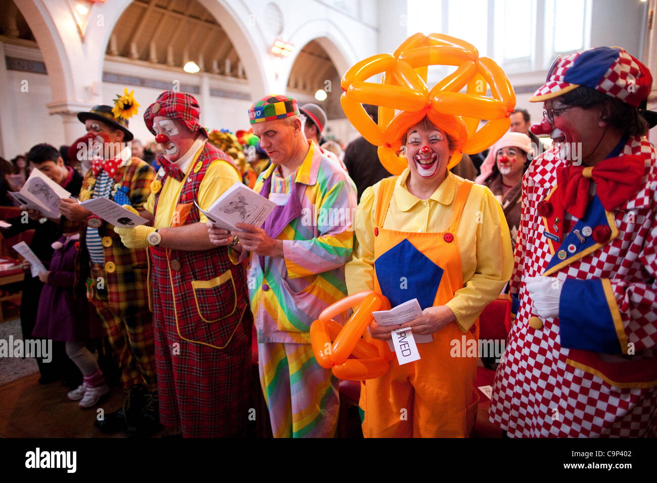 Clown Church Service, Holy Trinity Church, Dalston, East London, UK. 05 ...