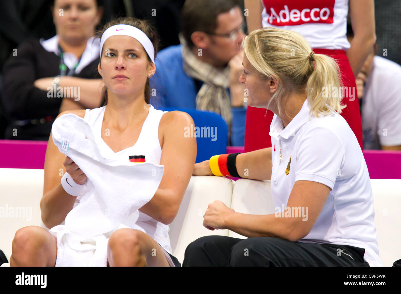 German Julia Goerges (pictured with Barbara Ritter) plays against Petra ...