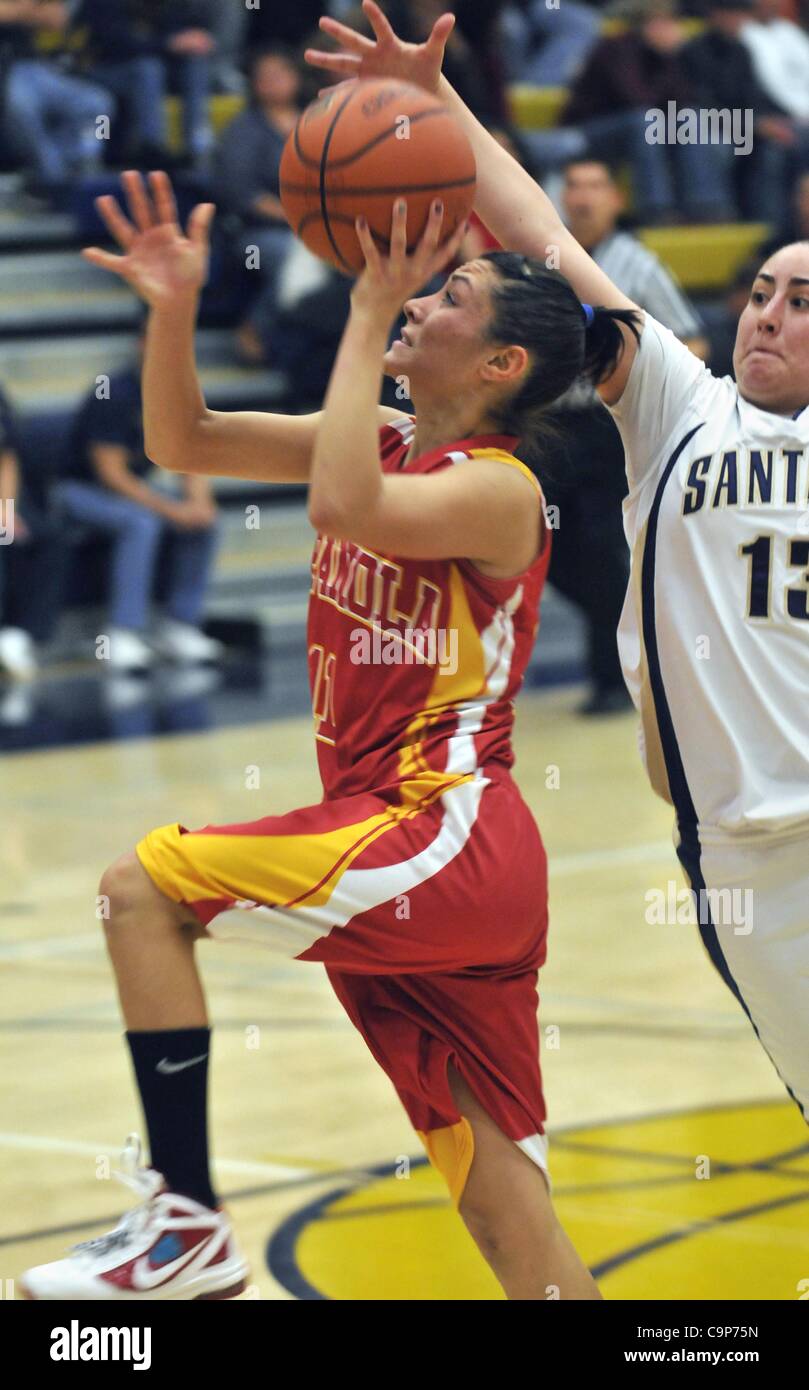 Feb. 3, 2012 - U.S. - Espanola Valley's Maria Serna, left, is blocked ...