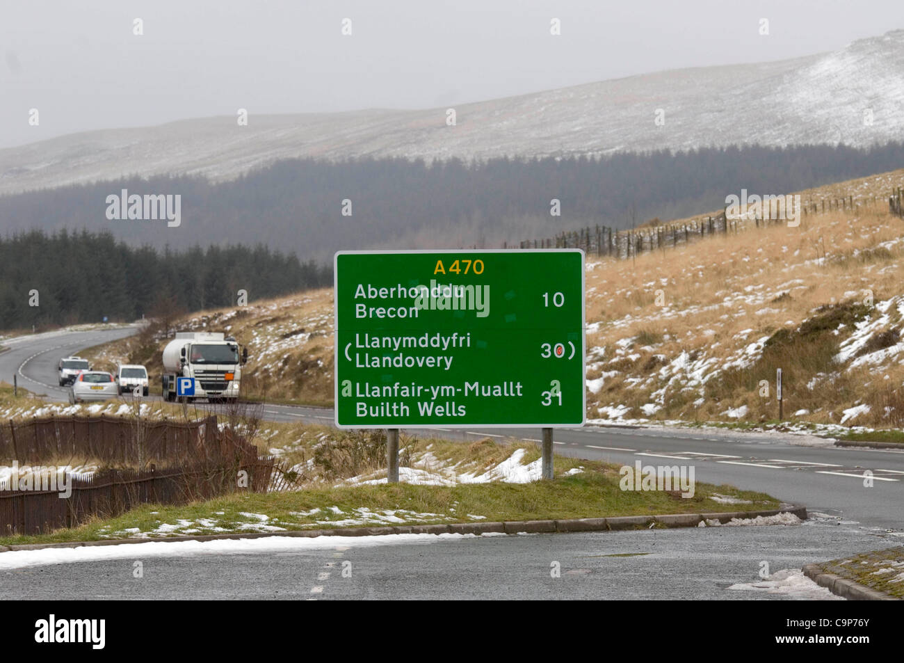 Traffic making it's way along the A470 road that connects Merthyr ...