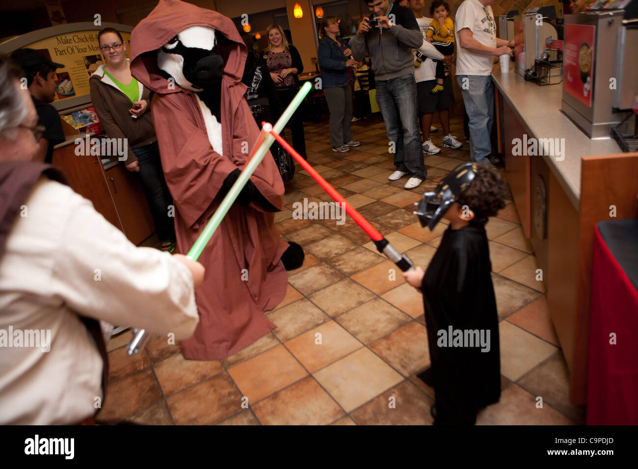 Feb. 7, 2012 - Houston, Texas, U.S - A young Star Wars fan wearing a ...