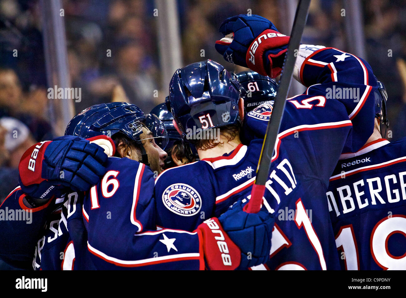Feb. 7, 2011 - Columbus, Ohio, U.S - Columbus Blue Jackets players ...