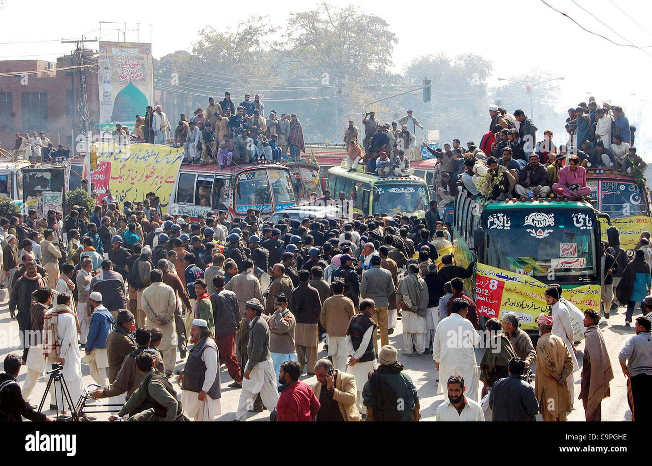 Transporters gather as they are protesting against city district ...