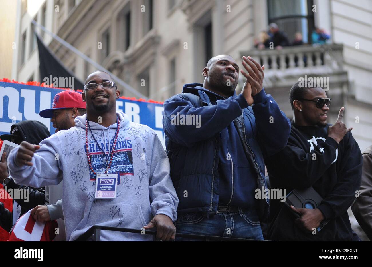 Ahmad Bradshaw, Brandon Jacobs at a public appearance for New York City ...