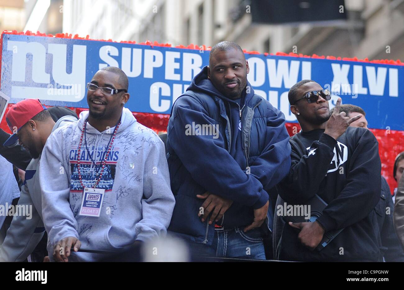 Ahmad Bradshaw, Brandon Jacobs at a public appearance for New York City ...